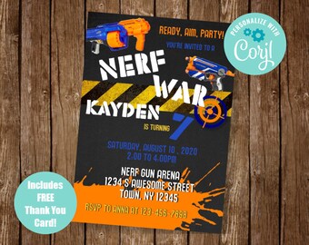 Nerf Thank You Card | Etsy
