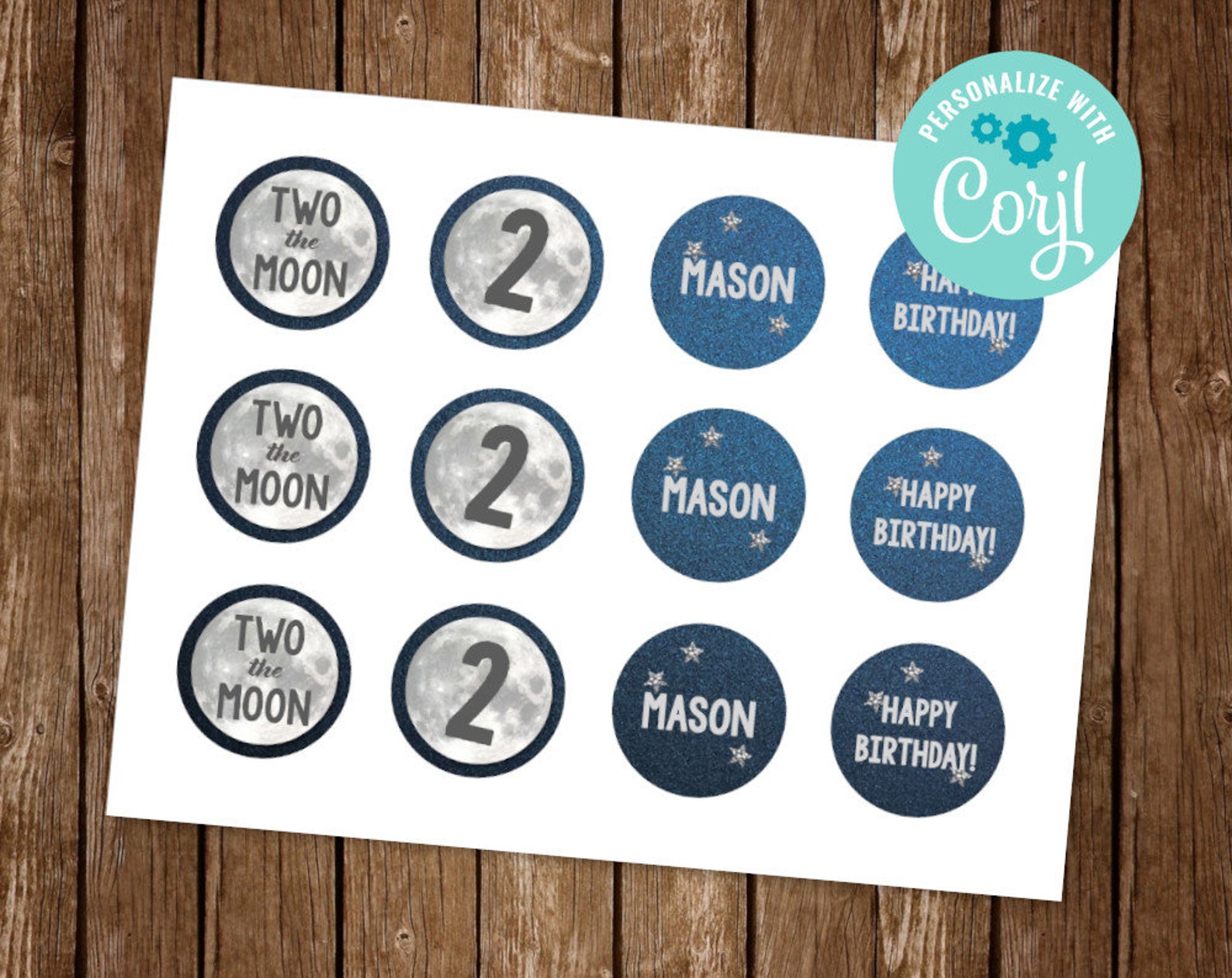 Two the Moon Cupcake Toppers Space Cupcake Toppers Outer - Etsy