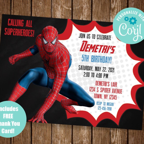 Spiderman Invitation - Etsy