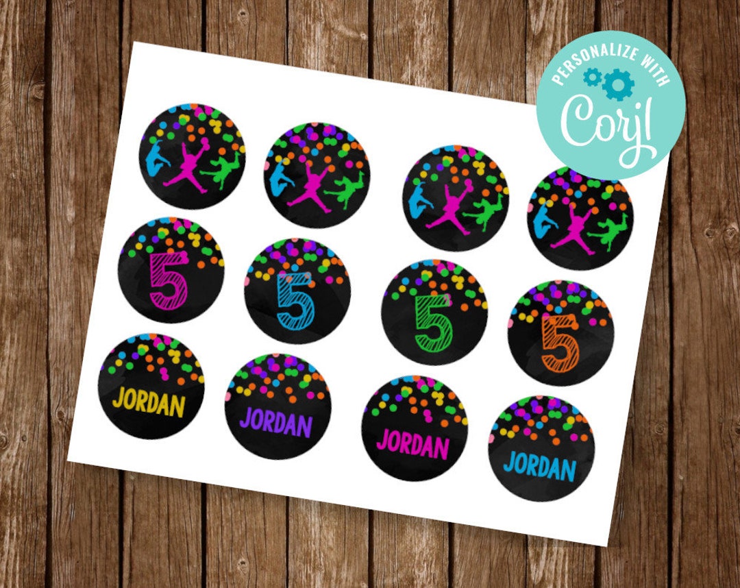 Jump Cupcake Toppers, Jump Party Decor, Bounce Cupcake Topper, Bounce ...