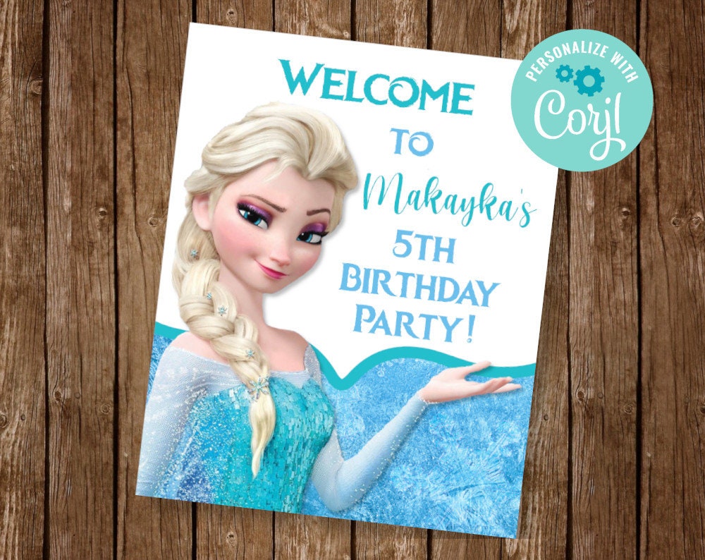 Elsa Welcome Sign, Frozen Welcome Sign, Elsa Birthday Decor, Elsa ...
