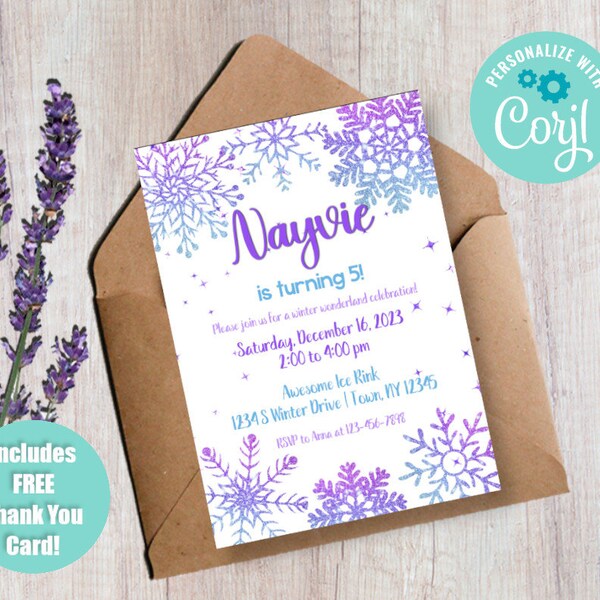 Snowflake Birthday Invitation - Etsy
