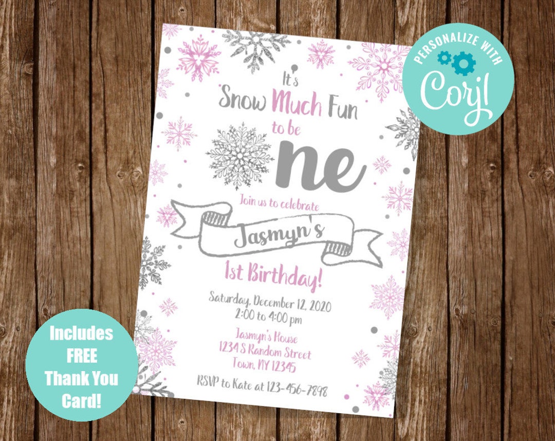 Snow Much Fun Invitation, Snow Much Fun to Be One, Winter Birthday ...