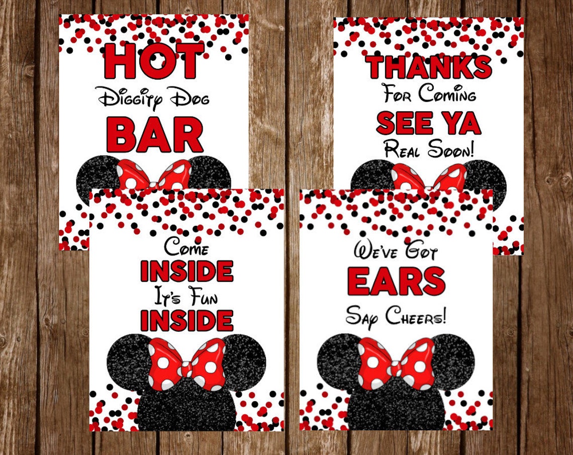 Minnie Mouse Sign Set Oh Twodles Sign Set Minnie Birthday | Etsy