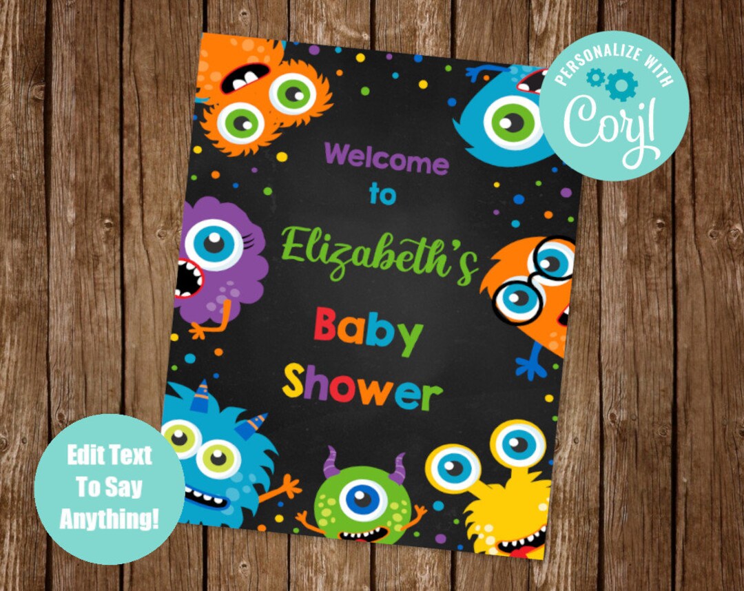 Monster Baby Shower Welcome Sign, Monster Welcome Sign, Little Monster ...