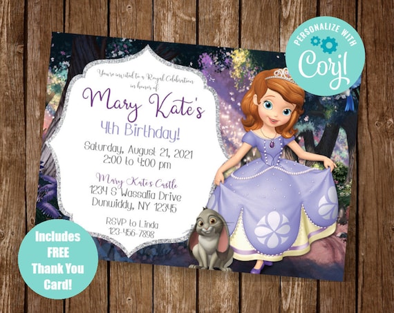 Sofia The First Handmade Invitations