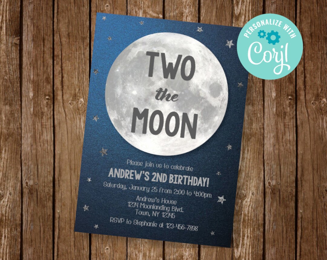 Two the Moon Invitation, Two the Moon Birthday Invite, Two the Moon ...