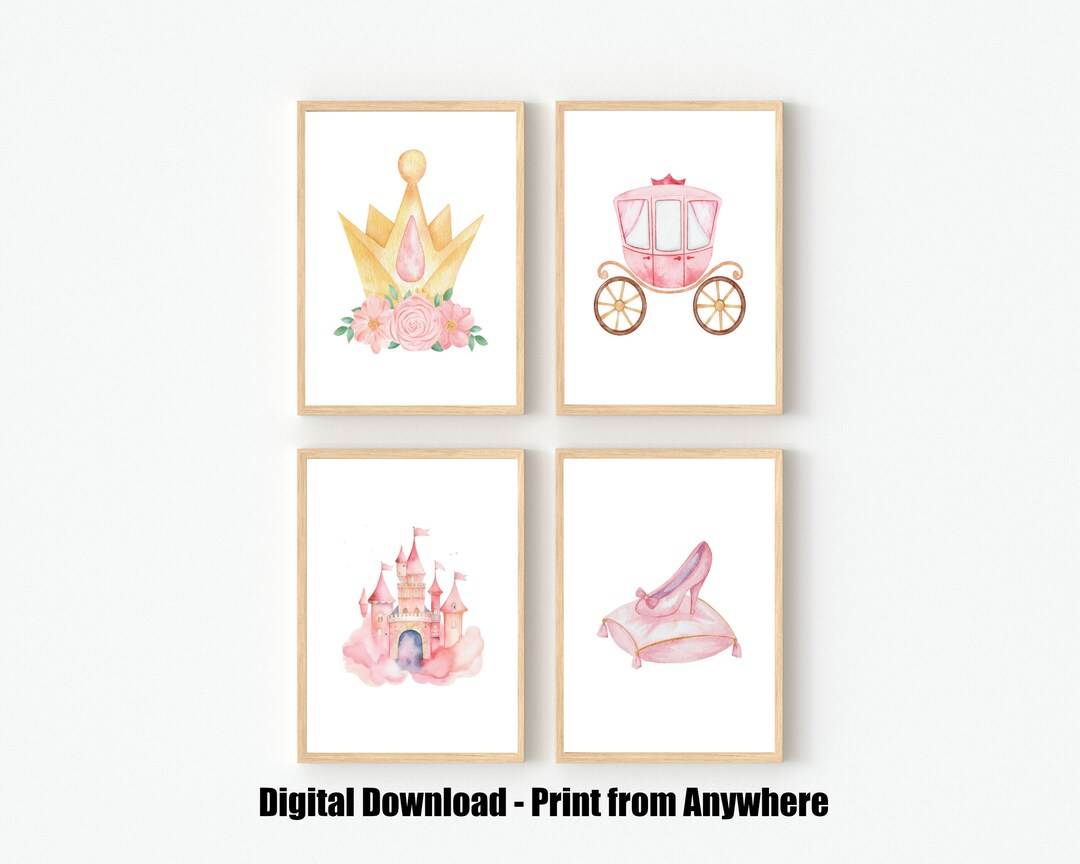 Princess Decor, Princess Wall Art, Princess Print, Pink Girls Room Art ...