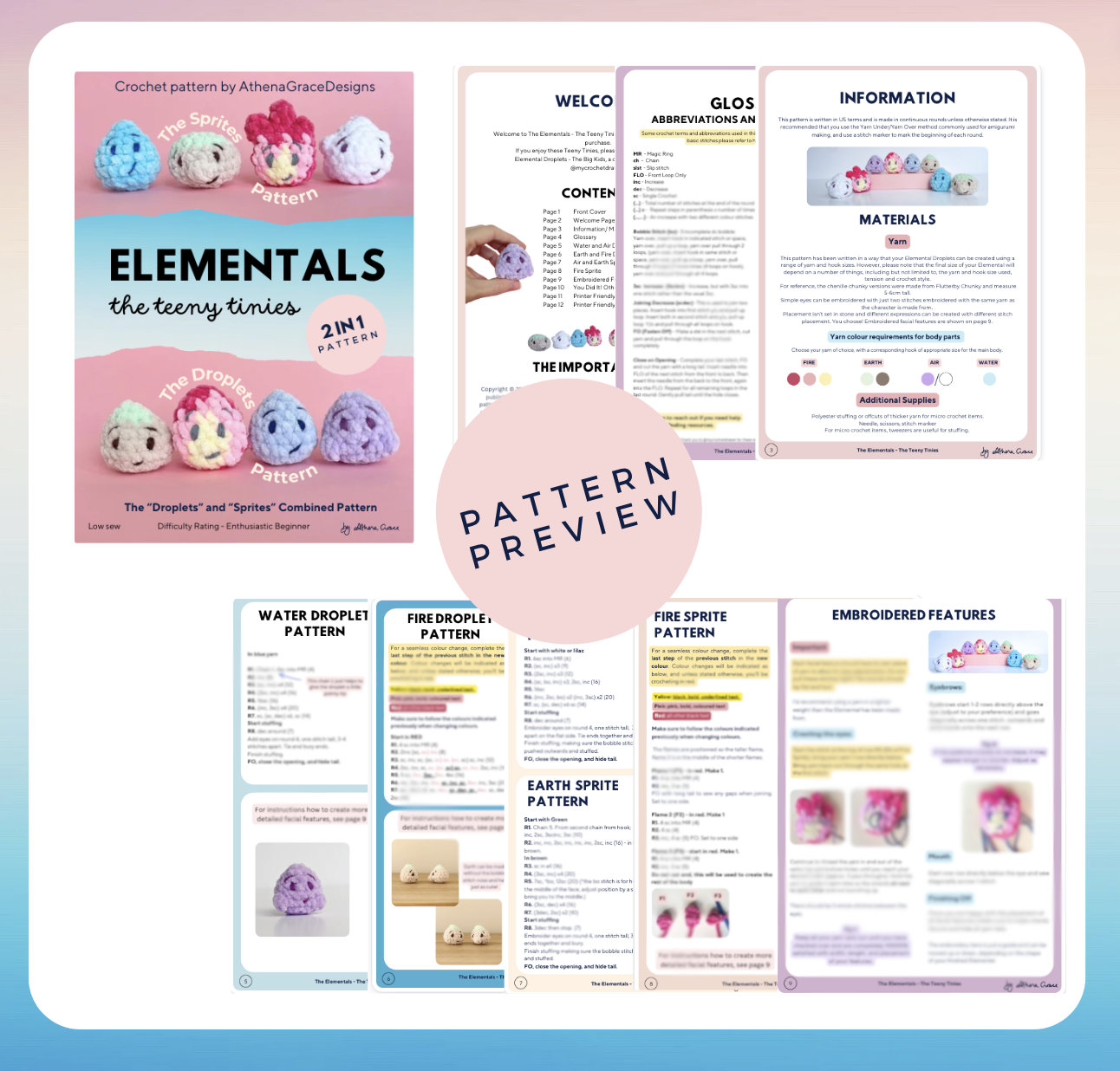 The Elementals the Teeny Tinies, Crochet Pattern, Digital Download - Etsy