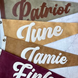 Large Single Word Custom Suede and Leather Pennant Flag Banner ...