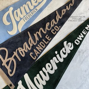 Two Line Large Custom Suede and Leather Pennant Flag Banner ...
