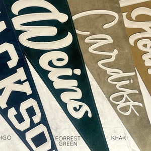 Large Single Word Custom Suede and Leather Pennant Flag Banner ...