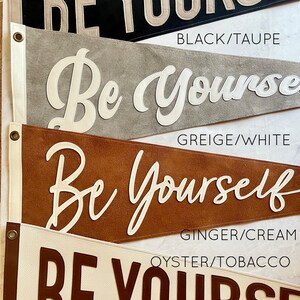 Two Line Large Custom Suede and Leather Pennant Flag Banner ...