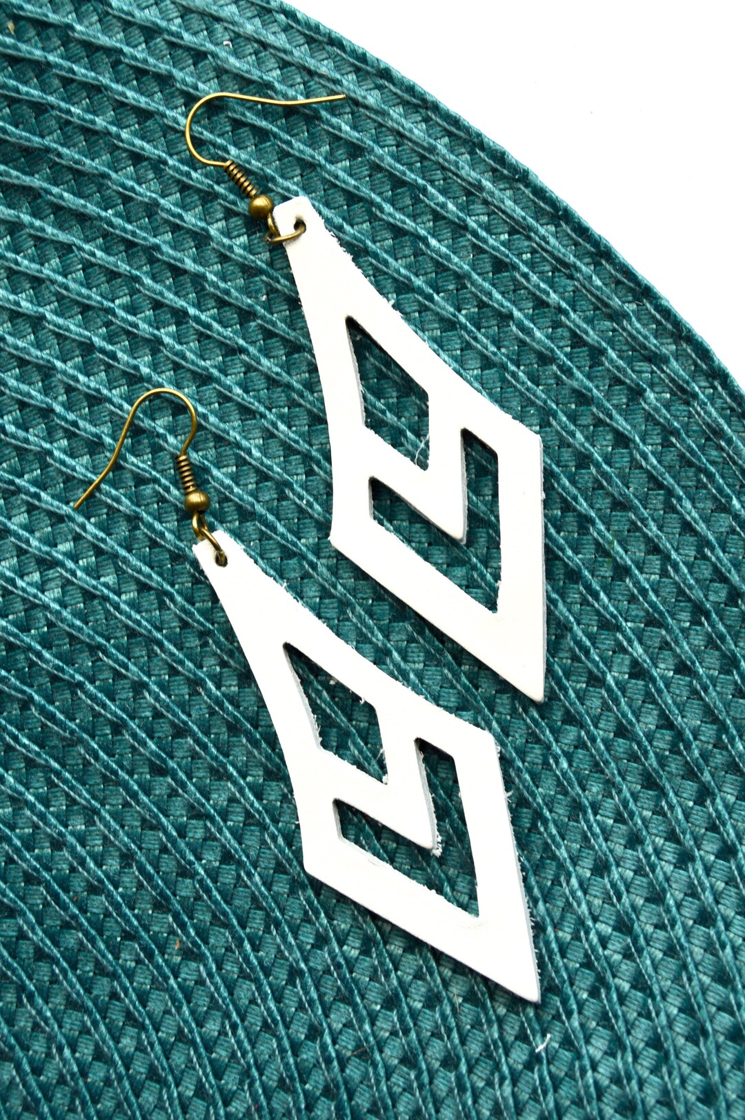 White Leather Cut Out Earrings // Oak Cut Outs - Etsy