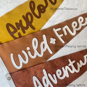 Large Single Word Custom Suede and Leather Pennant Flag Banner - Etsy