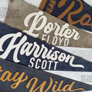 Two Line Large Custom Suede and Leather Pennant Flag Banner ...