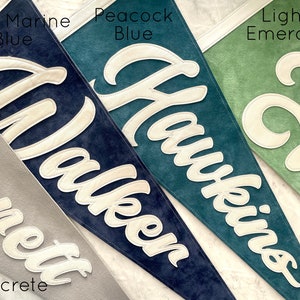 Large Single Word Custom Suede and Leather Pennant Flag Banner ...