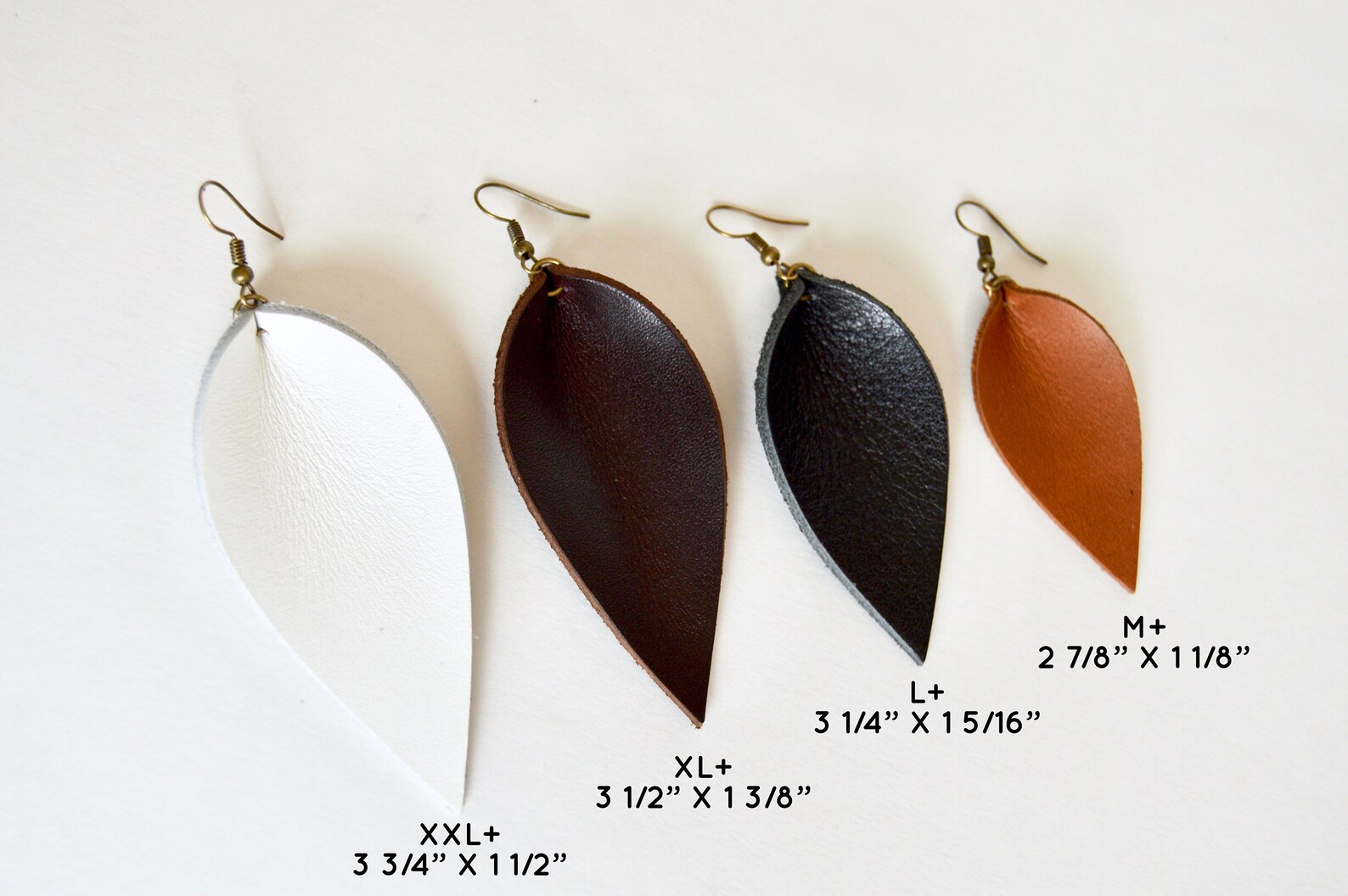 REDESIGNED: Wide Leather Leaf Earrings Leather Leaf Earrings // Small ...