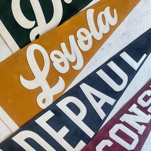 Large Single Word Custom Suede and Leather Pennant Flag Banner ...