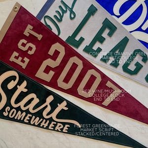 Two Line Large Custom Suede and Leather Pennant Flag Banner ...