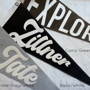 Large Single Word Custom Suede and Leather Pennant Flag Banner - Etsy