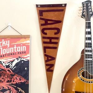 Large Single Word Custom Suede and Leather Pennant Flag Banner ...