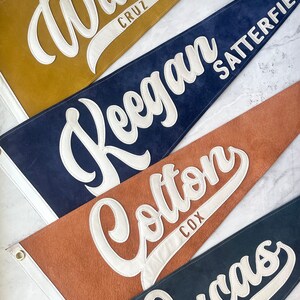 Two Line Large Custom Suede and Leather Pennant Flag Banner ...