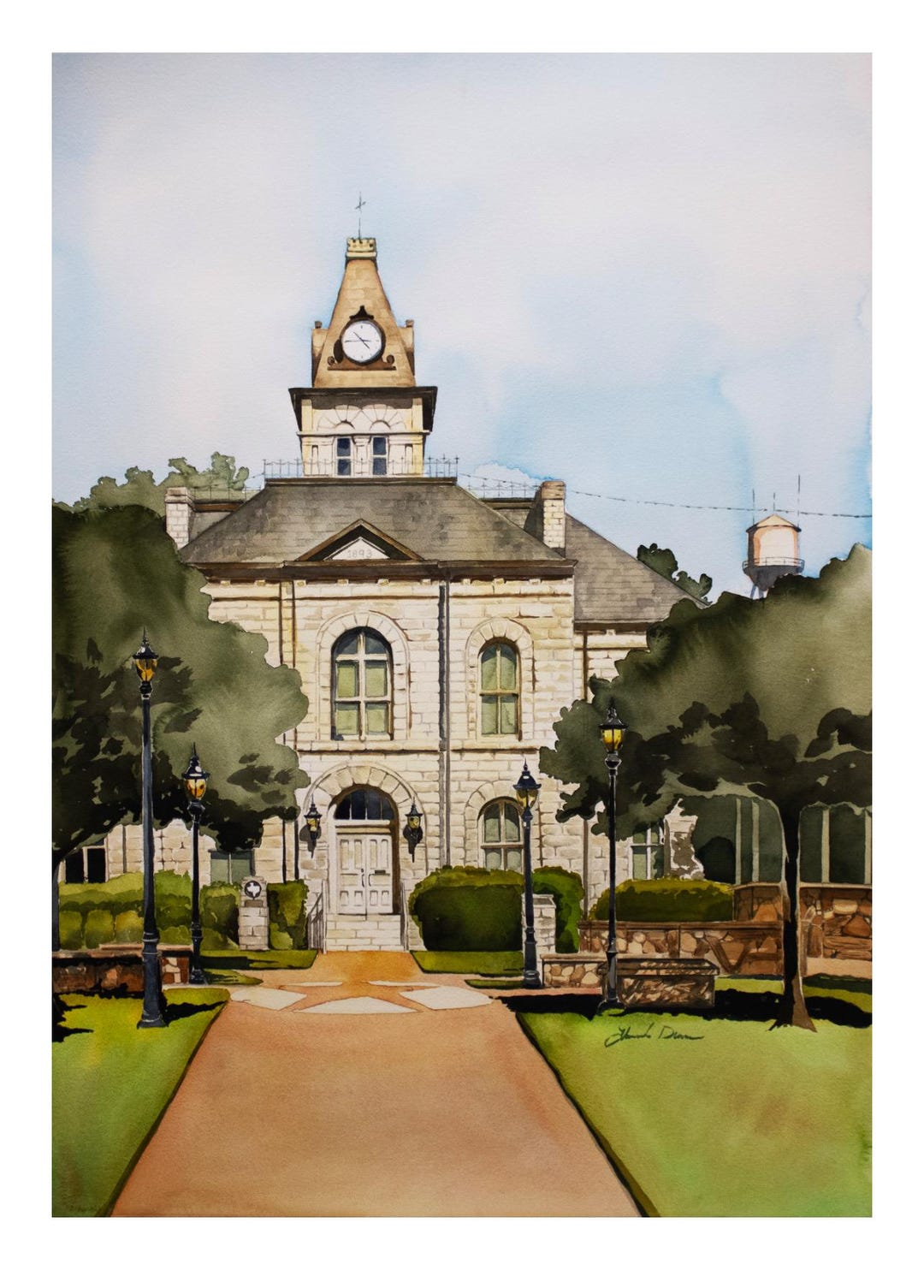 Glen Rose Courthouse Watercolor Art Print – Texas Hill Country Decor ...