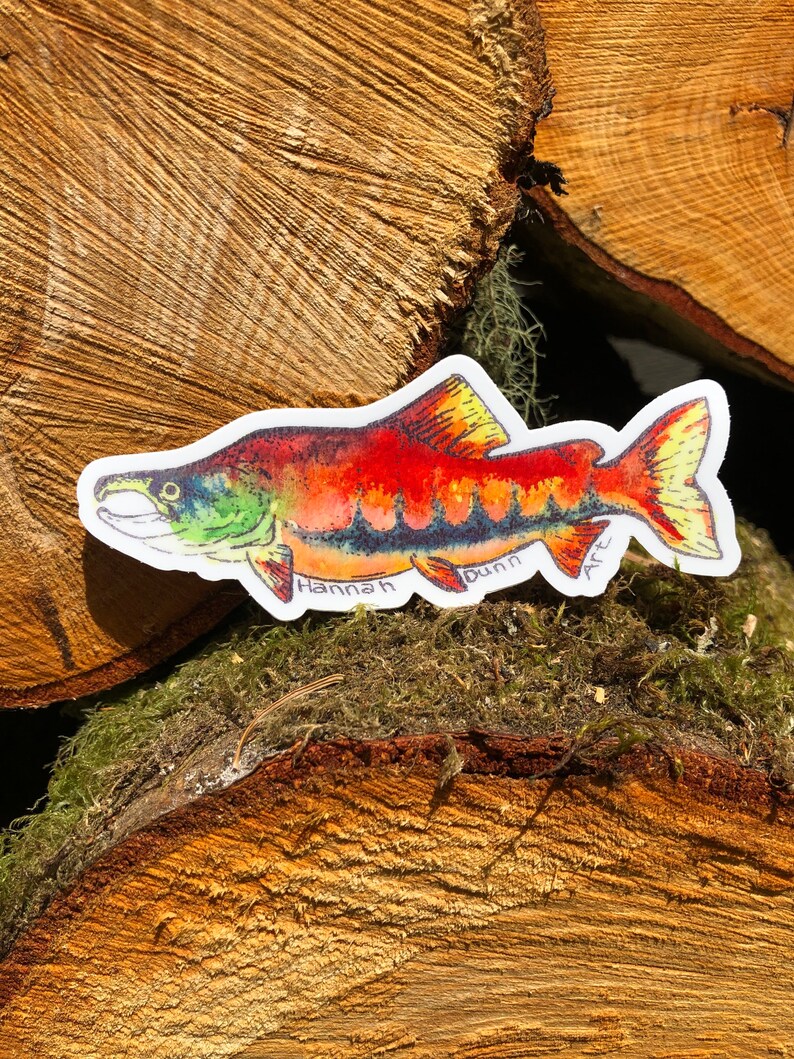 Vinyl sockeye salmon decal pnw car decal die-cut fishing | Etsy
