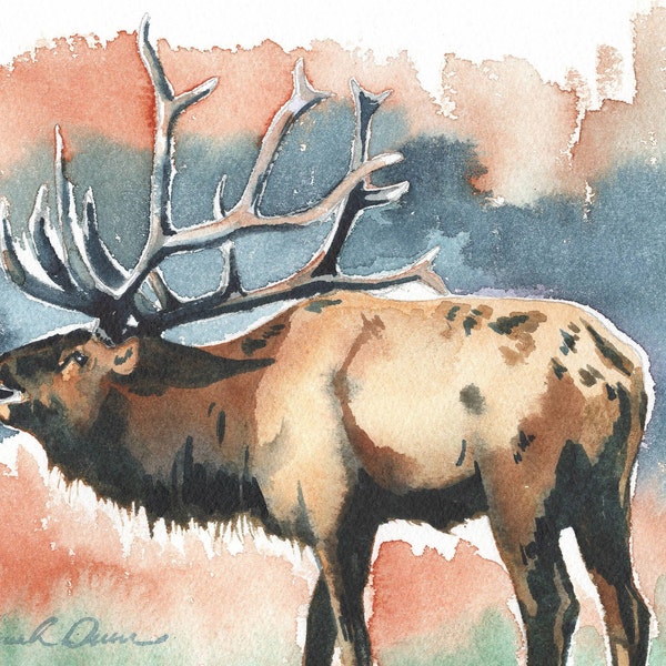 Elk Watercolor - Etsy