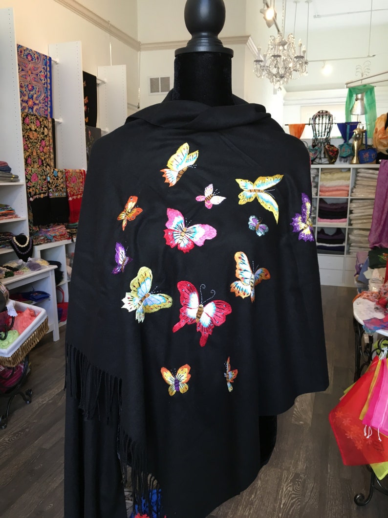 Hand Embroidered Cashmere Shawl - Etsy