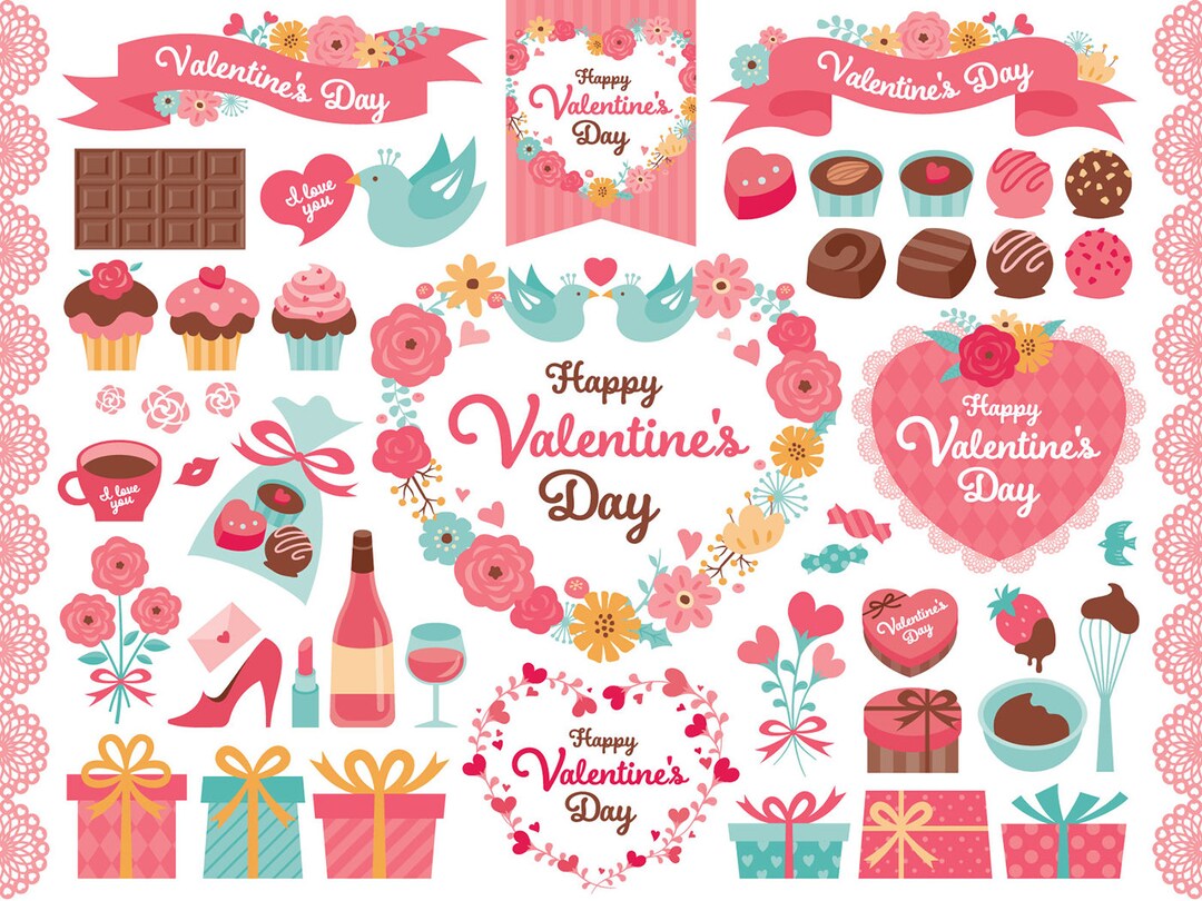 Valentines Frame Pack , PNG Clipart Graphics, Instant Download ...