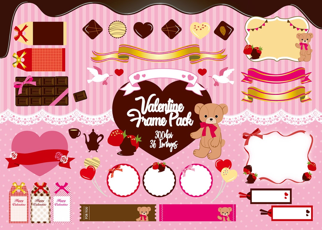 Valentines Frame Pack , PNG Clipart Graphics, Instant Download ...