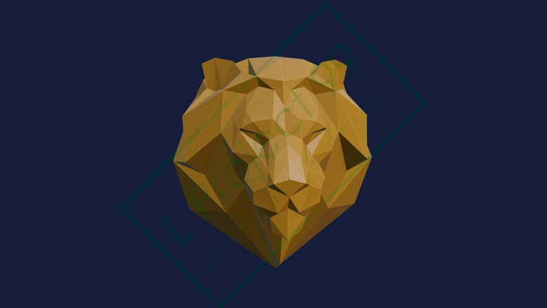 Lion Head Mural. Sculpture Geometric ,template, DIY, Papercraft, PDF ...