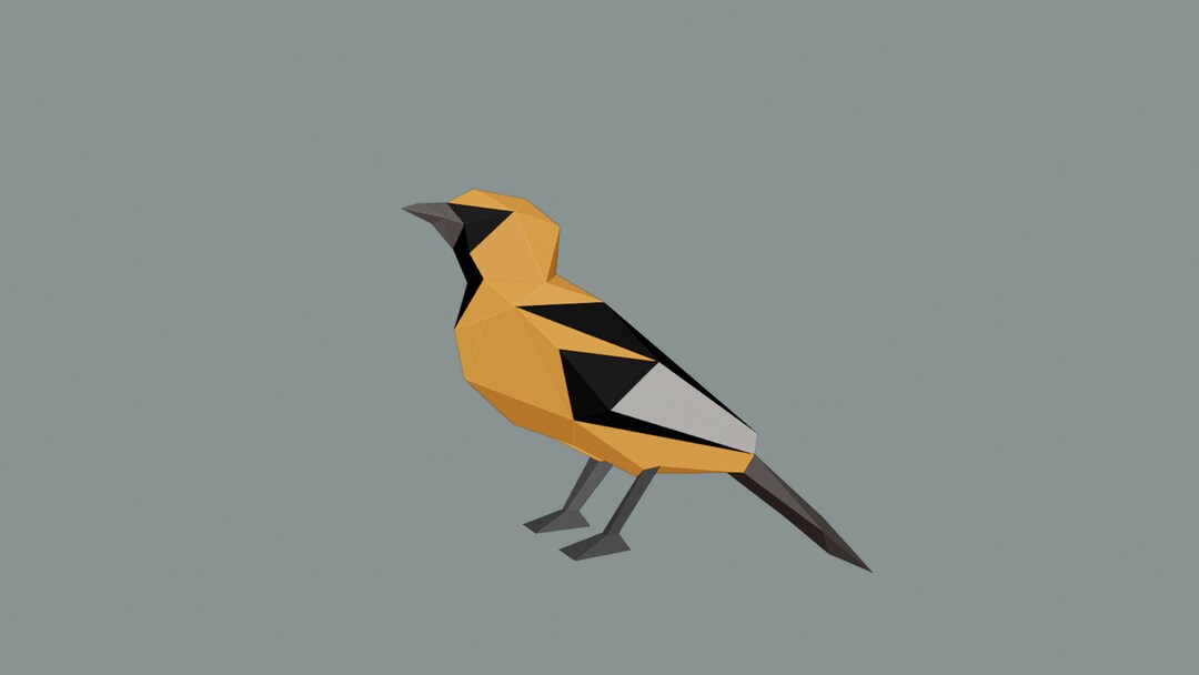 White Edged Oriole Bird. Geometric ,template, DIY, Papercraft, PDF ...