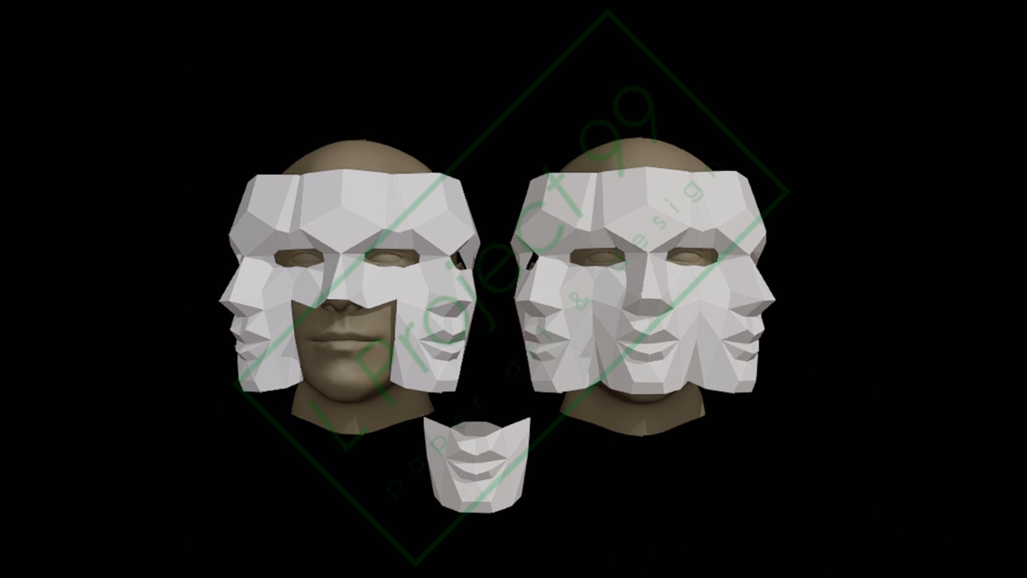 Three Faces Mask. Geometric Template, DIY, Papercraft, PDF, Decoration ...