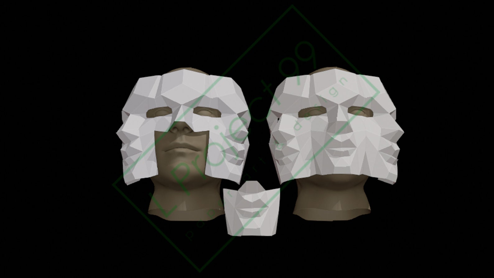 Three Faces Mask. Geometric Template, DIY, Papercraft, PDF, Decoration ...