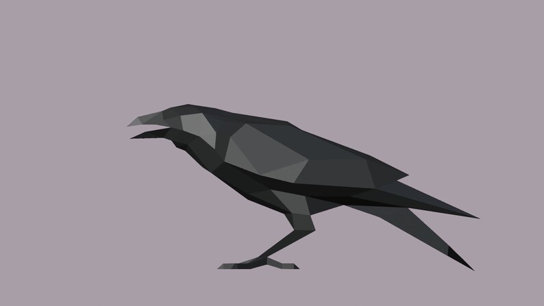 Crow, Raven. Bird Geometric ,template, DIY, Papercraft, PDF, Pattern ...