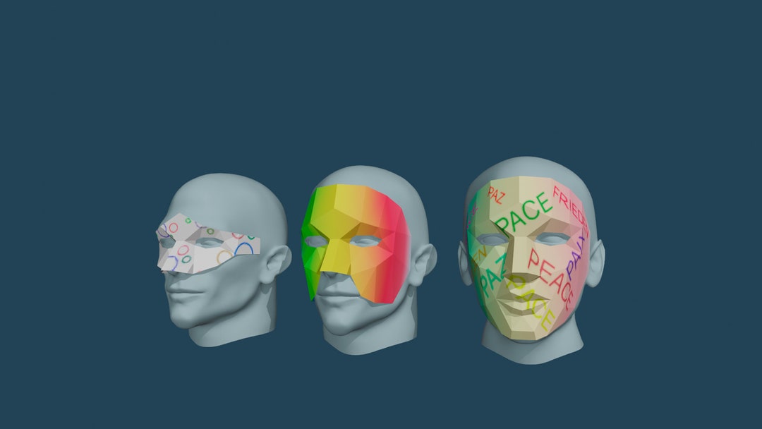 Basic Mask (3 in 1) to Decorate. Geometric, Template, DIY, Papercraft ...