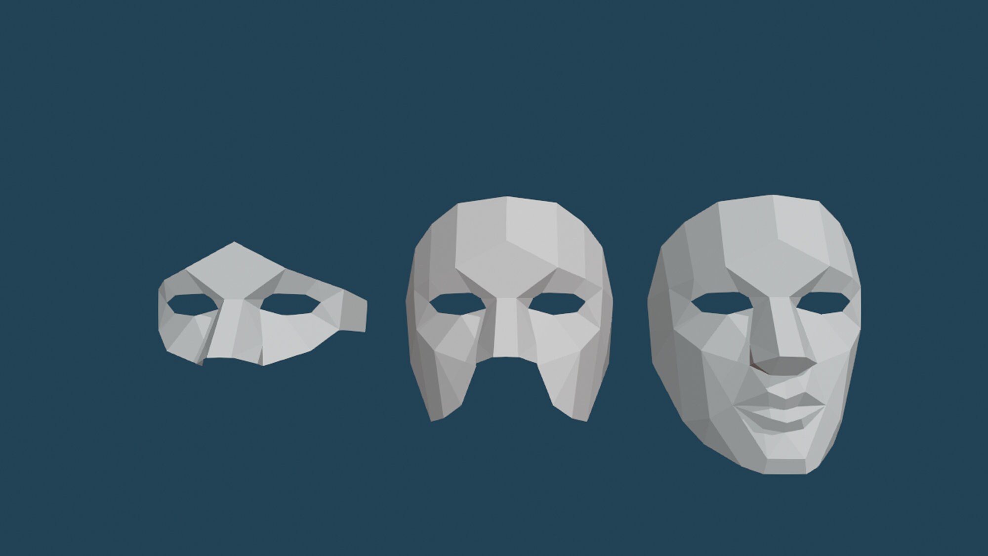 Basic Mask (3 in 1) to Decorate. Geometric, Template, DIY, Papercraft ...