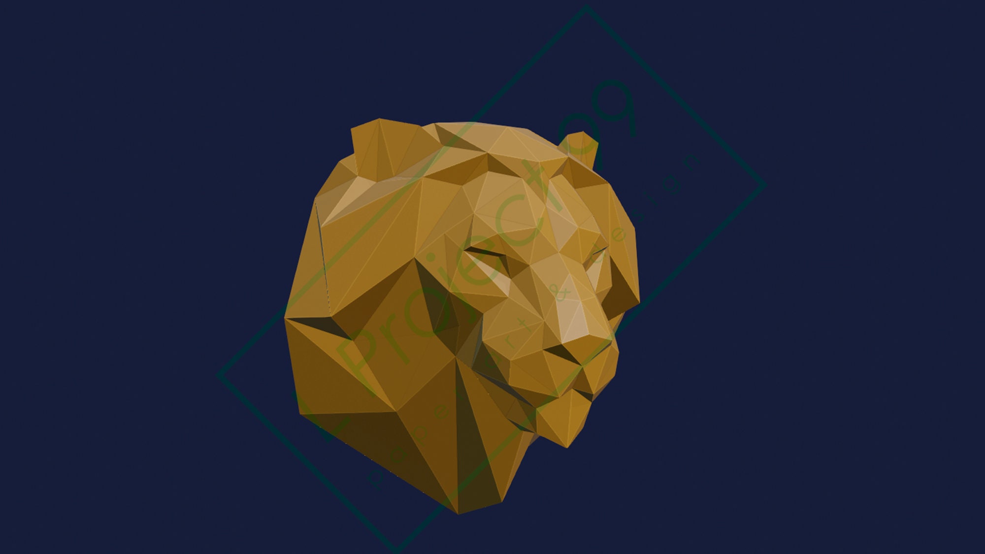 Lion Head Mural. Sculpture Geometric ,template, DIY, Papercraft, PDF ...