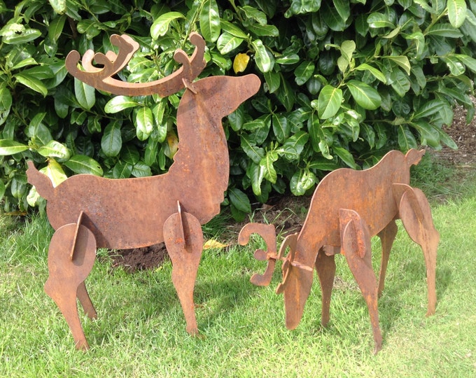 Rusty Metal Deer / Deer Garden Decor / Deer Sculpture / Metal Deer ...