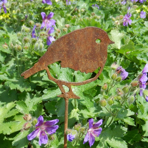 Rusty Metal Robin Garden Gift / Rustic Robin Bird Planter - Etsy