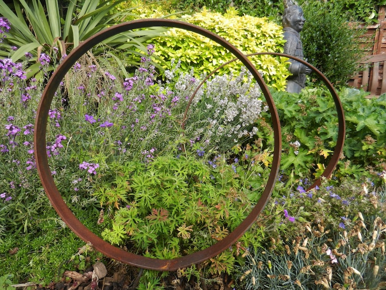 Rusty Metal Ring Sculpture / Garden Rings Rustic Sculpture / Metal ...