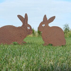 Rusty Metal Rabbits / Garden Ornament / Rabbit Art / Rabbit Gift ...