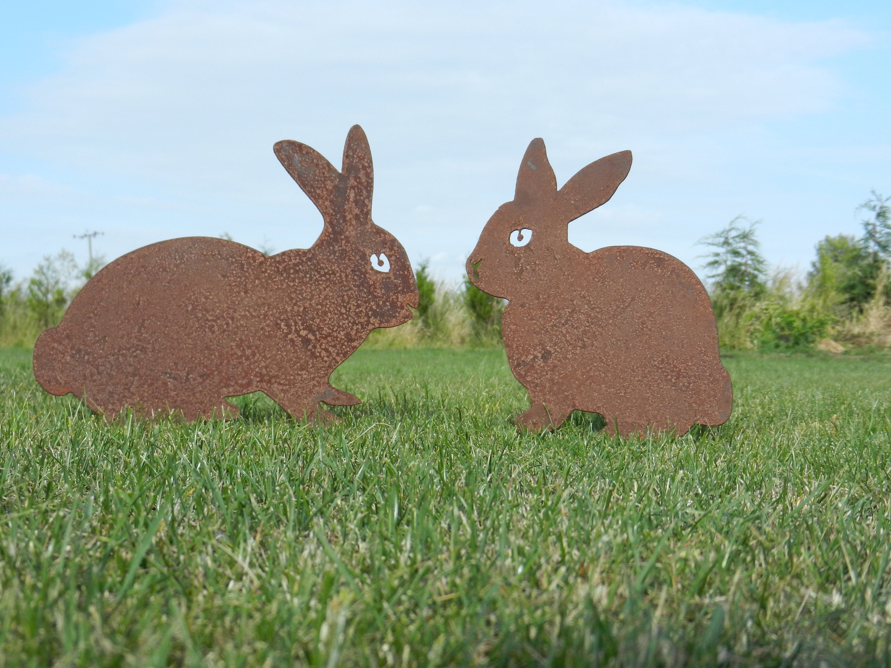 Rusty Metal Rabbits / Garden Ornament / Rabbit Art / Rabbit | Etsy