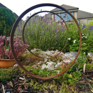 Rusty Metal Ring Sculpture / Garden Rings Rustic Sculpture / Metal ...