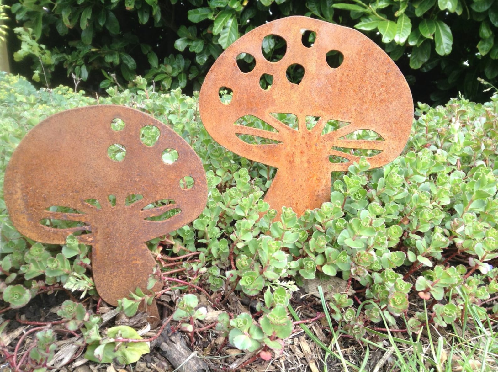 Rusty Metal Toadstools / Fairy Mushroom Garden Ornament / - Etsy