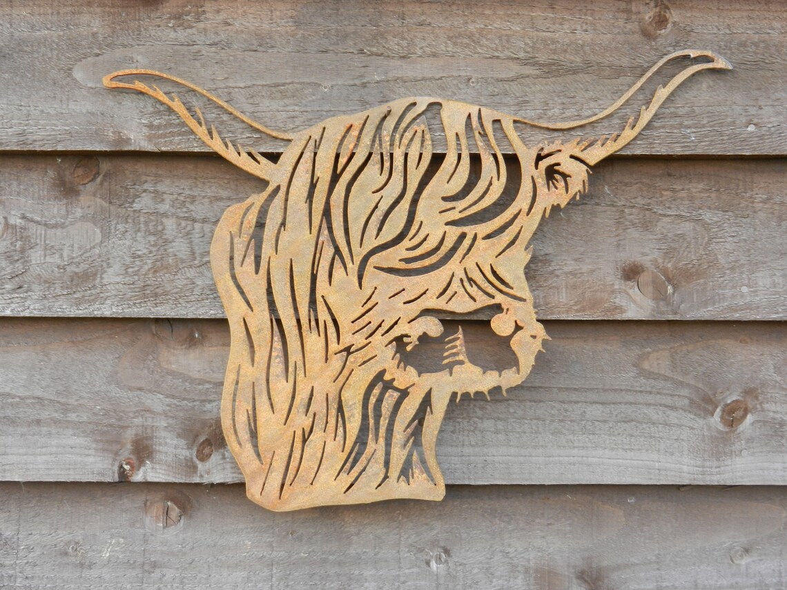 Highland Cow Wall Decor / Rusty Metal Highland Cow Garden - Etsy Australia