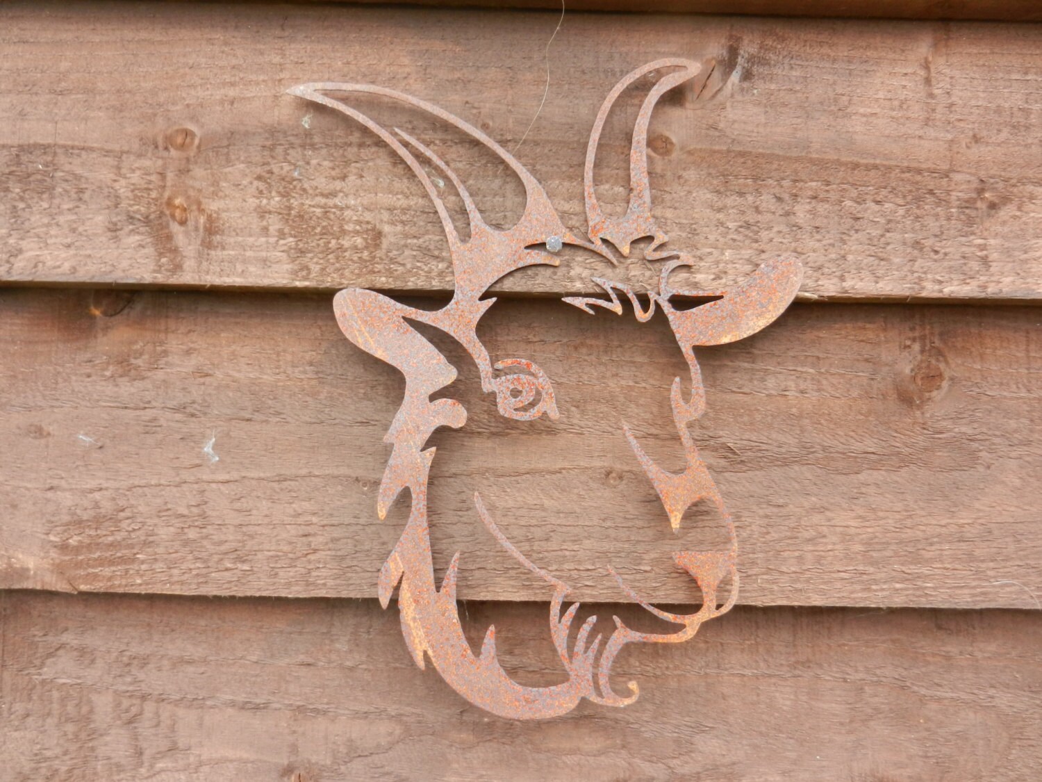 Rusty Goat Head Decor / Goat Garden Gift / Rusty Metal Goat - Etsy UK